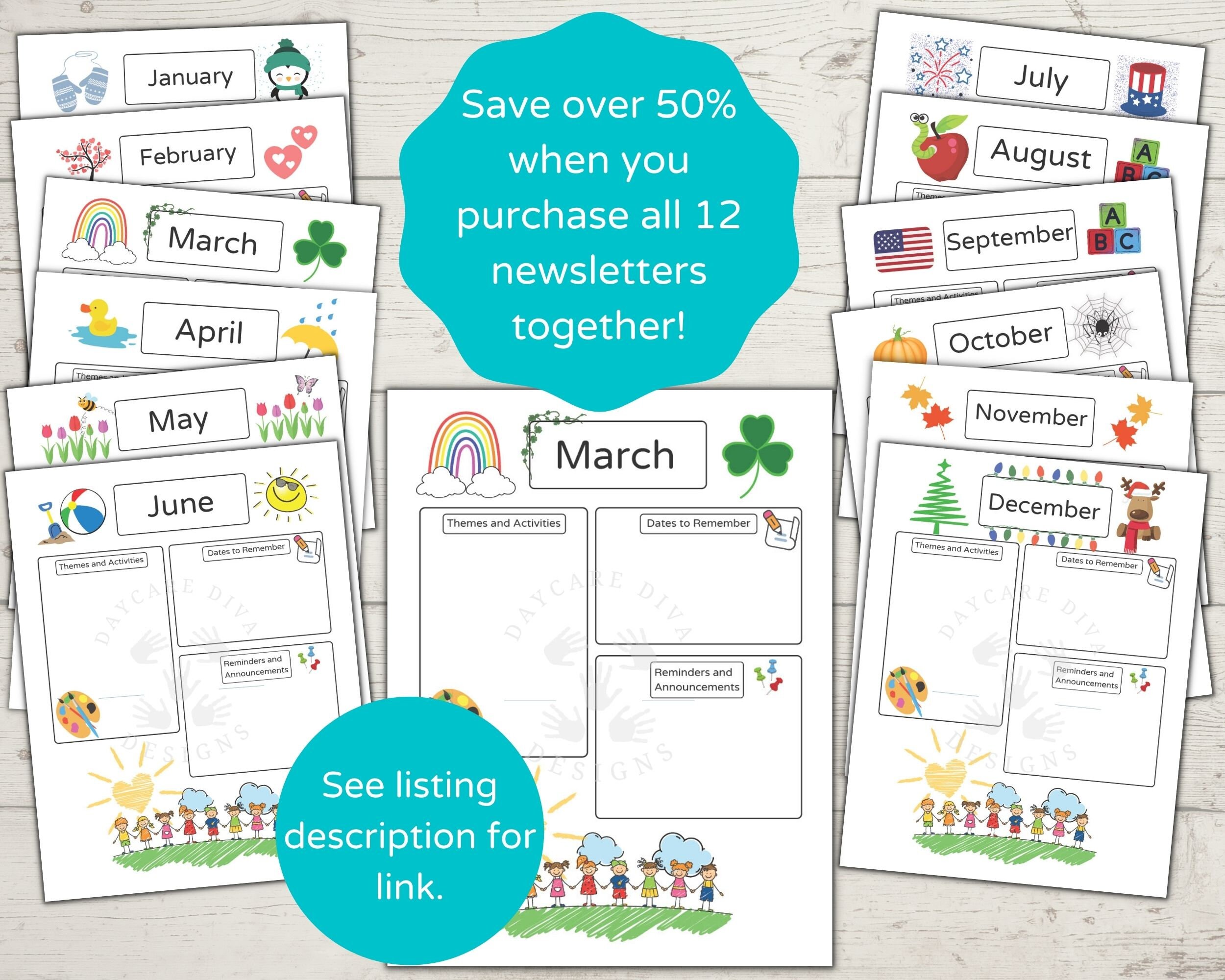 March Daycare Newsletter Template/ Preschool Newsletter Template/ March ...