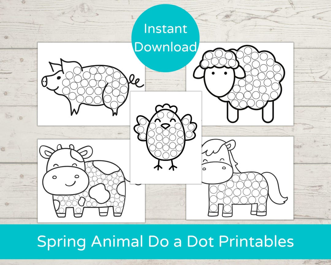 Spring Animals Dot Marker Printables/ Do a Dot Printable/ Baby Animals ...