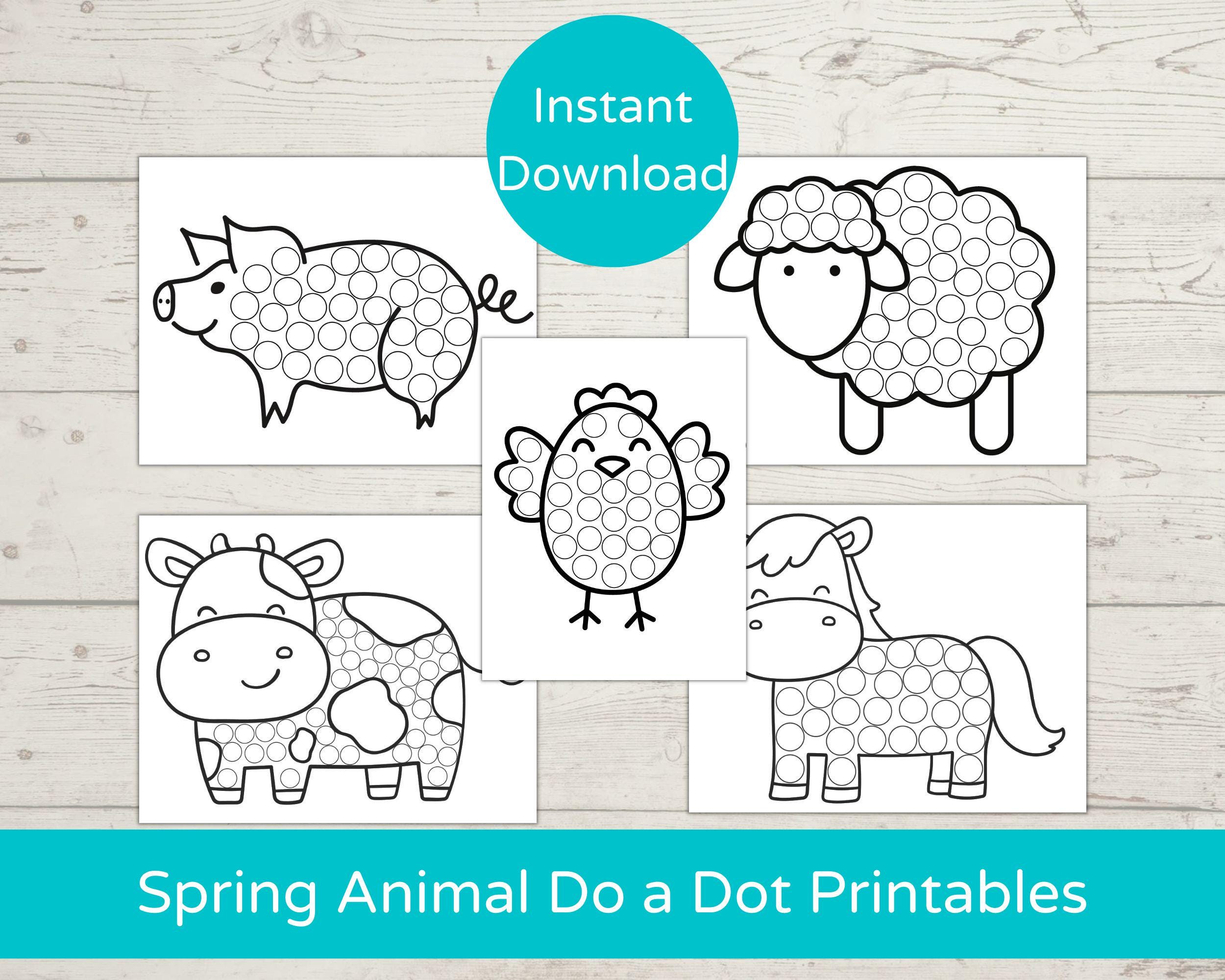 Spring Animals Dot Marker Printables/ Do a Dot Printable/ Baby Animals ...