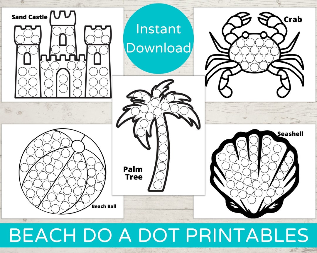 Beach Theme Dot Marker Printables/ Do a Dot Printable/ Toddler Activity ...
