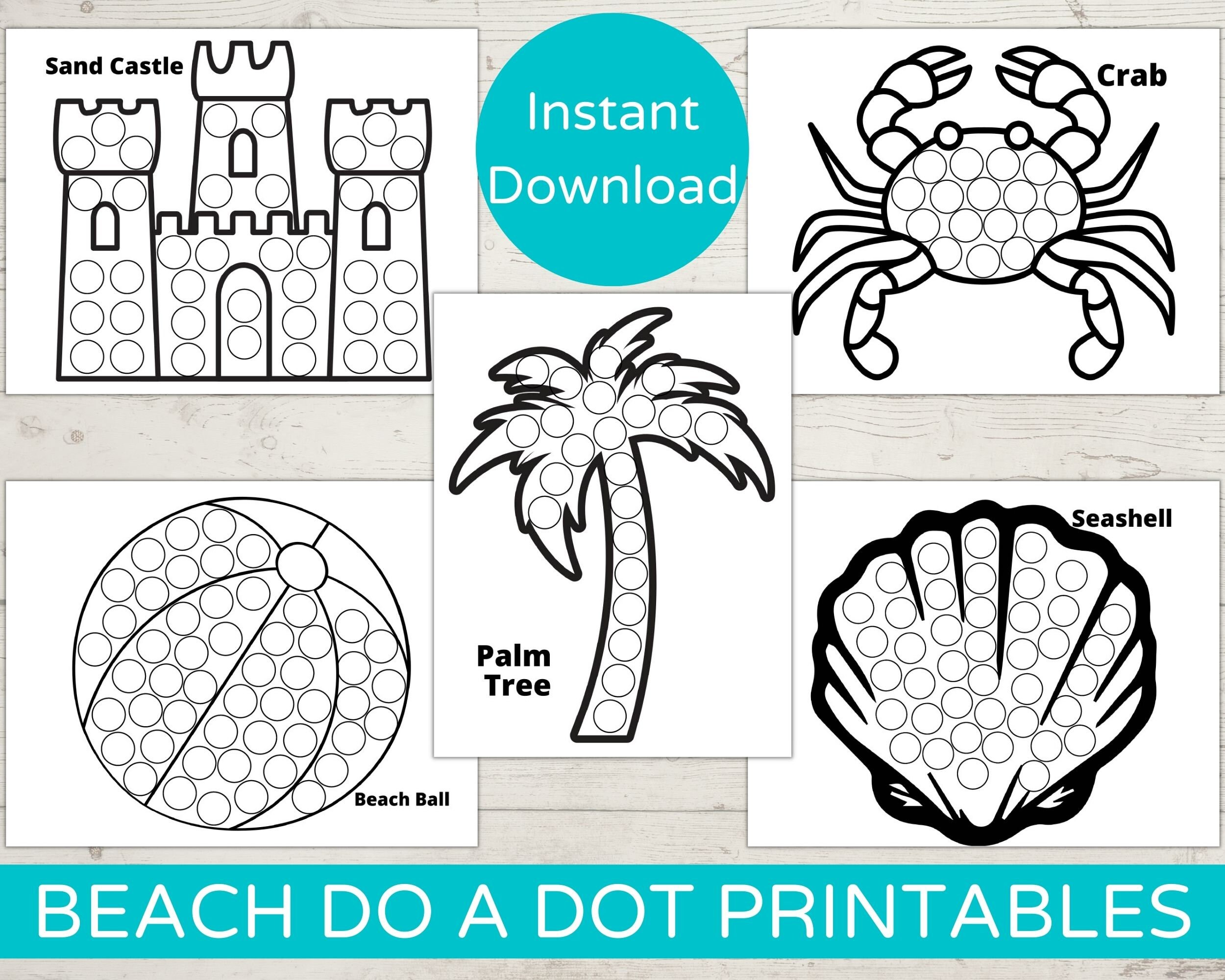 Beach Theme Dot Marker Printables/ Do a Dot Printable/ Toddler Activity ...