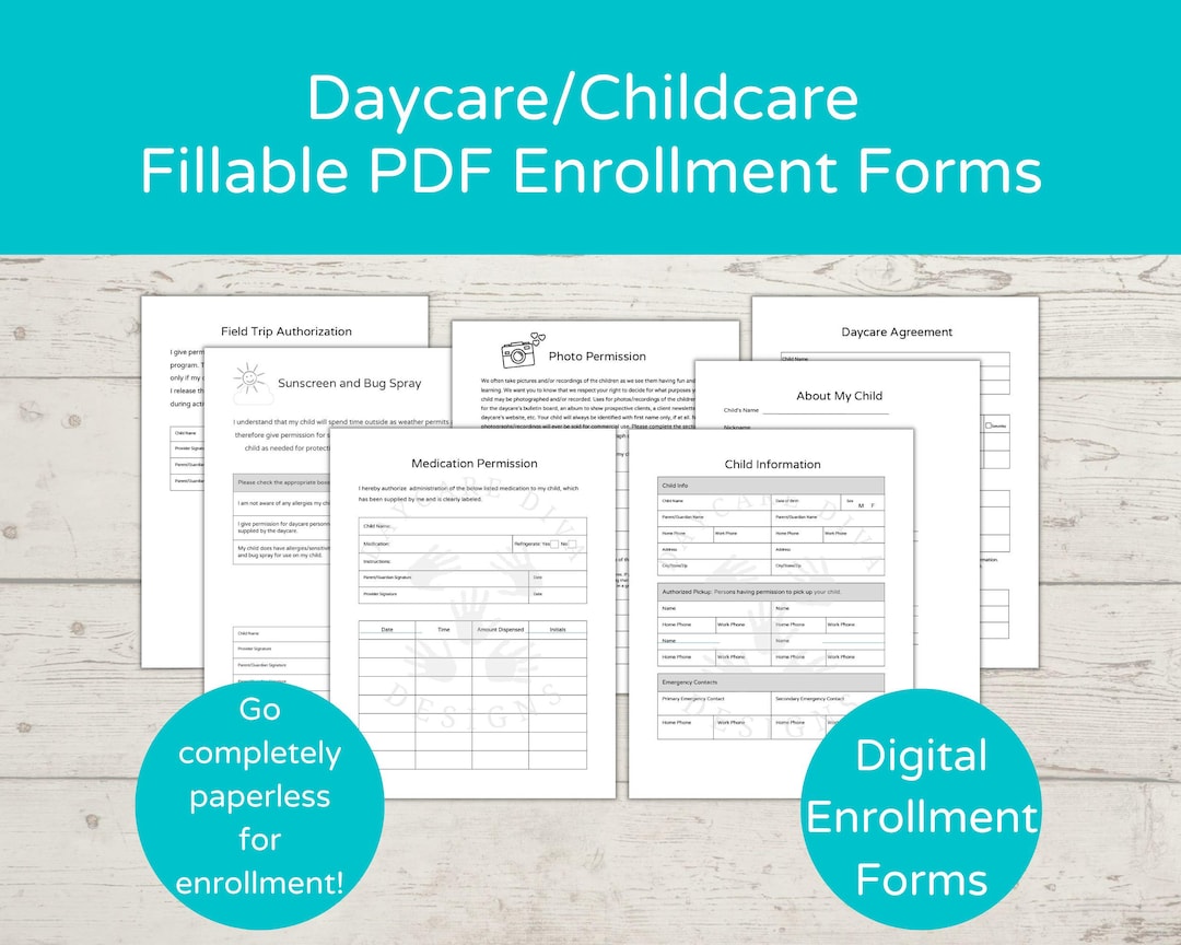 Daycare Enrollment Forms, Childcare Enrollment Packet, Enrollment ...