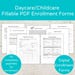 Daycare Enrollment Forms, Childcare Enrollment Packet, Enrollment ...