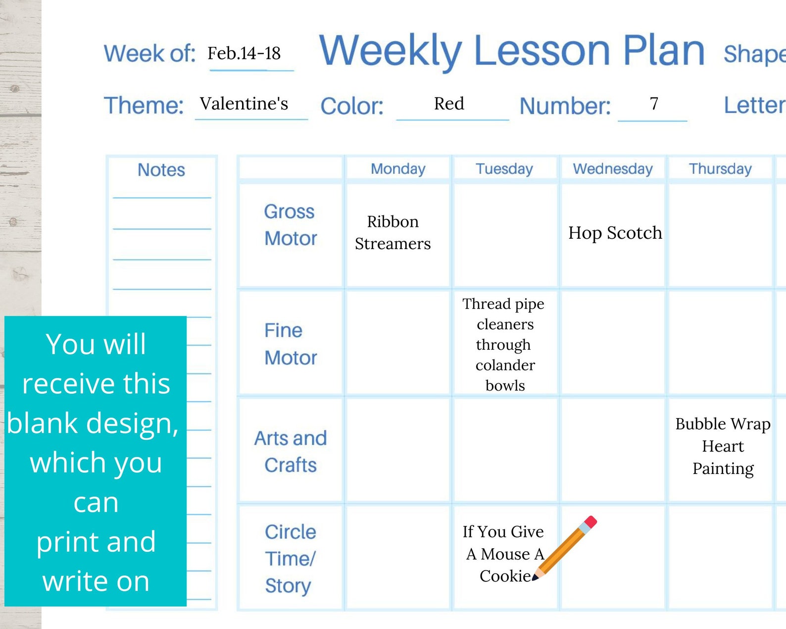 Weekly Lesson Plan for Home Daycare/ Toddler Lesson Plan/ Preschool ...
