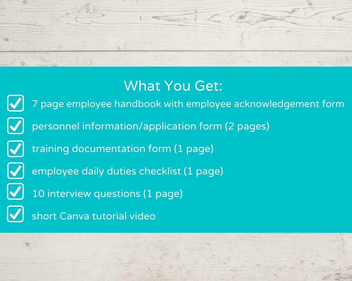 Daycare Employee Forms and Handbook/ Childcare Personnel Policies and ...