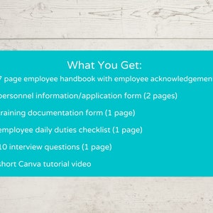 Daycare Employee Forms and Handbook/ Childcare Personnel Policies and ...