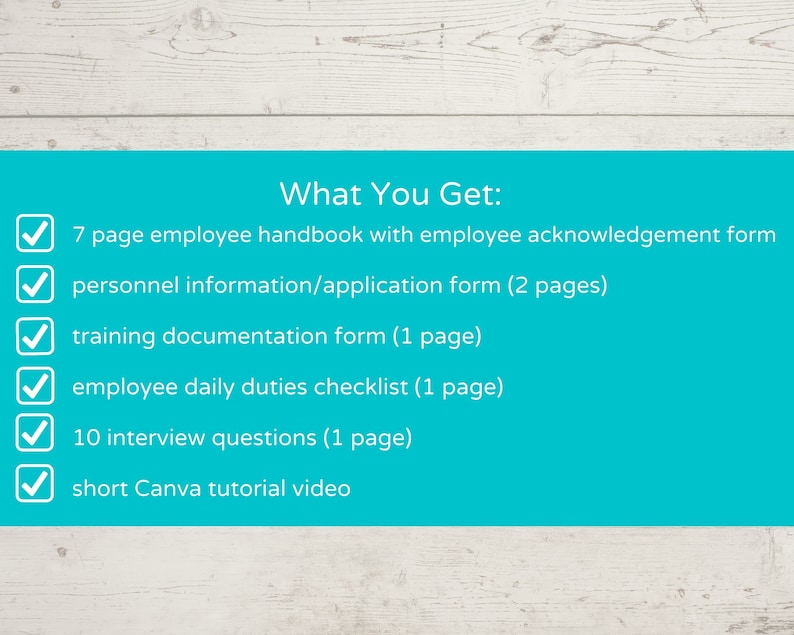 Daycare Employee Forms and Handbook/ Childcare Personnel Policies and ...