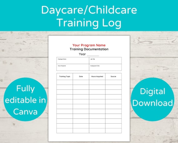 Child Care Personnel Training Log/ Daycare Employee Training - Etsy