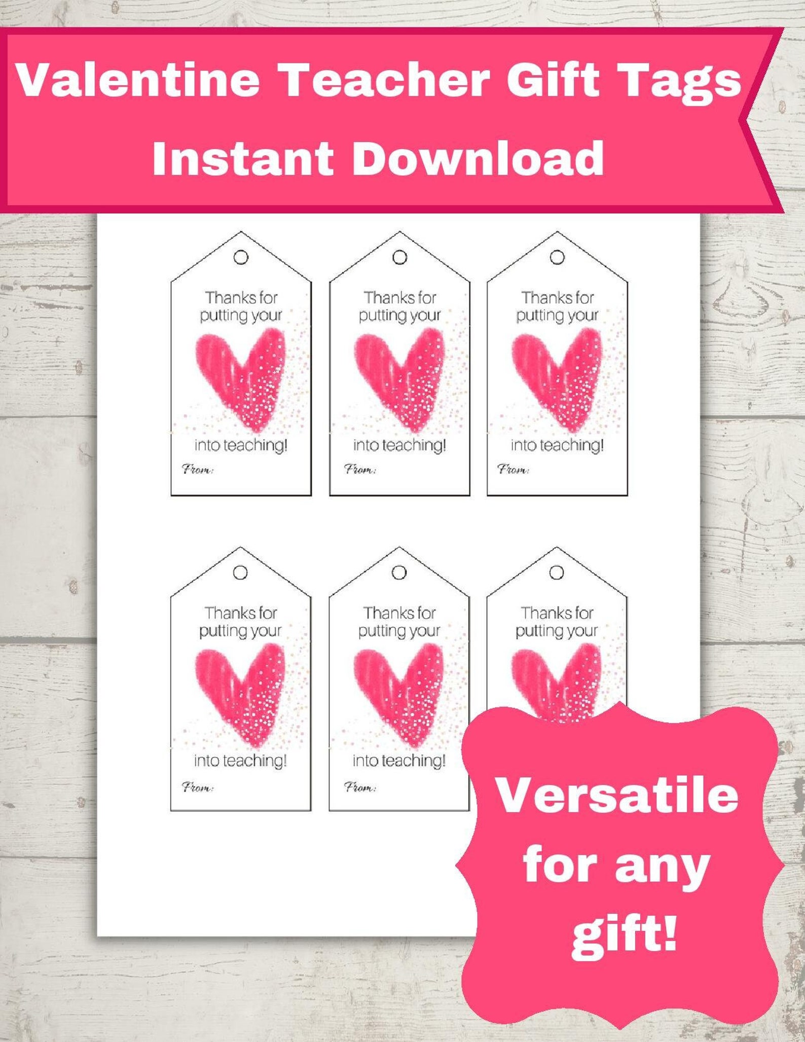 Valentine Teacher Gift Tag Printable - Etsy