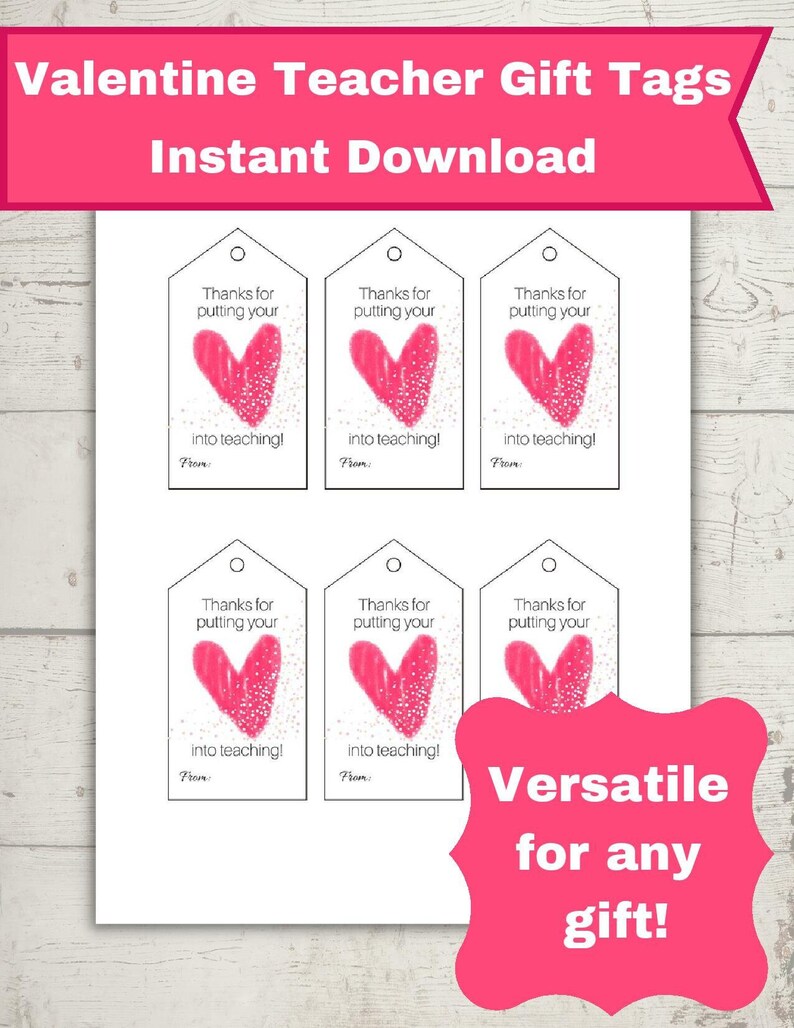 Valentine Teacher Gift Tag Printable - Etsy