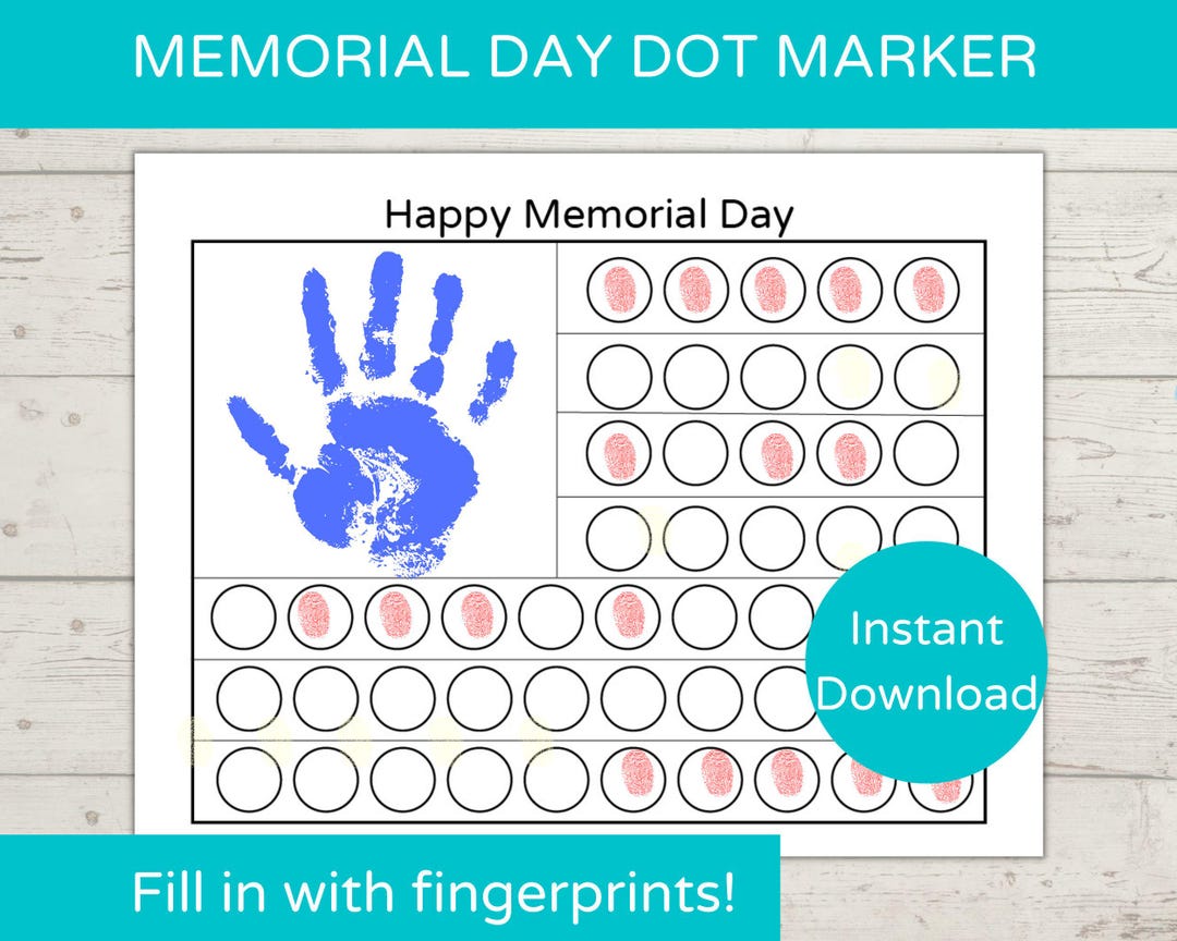 Memorial Day Dot Marker Printable/ Do a Dot Printable/ Memorial Day ...