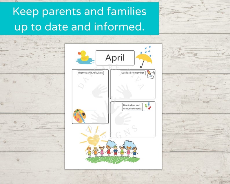 April Daycare Newsletter Template/ Preschool Newsletter Template ...