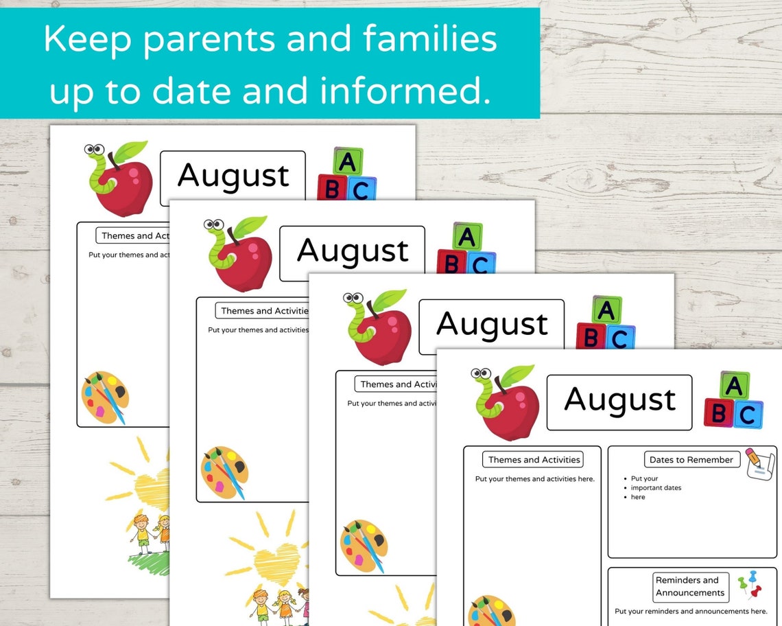 August Daycare Newsletter Template/ Preschool Newsletter Template ...
