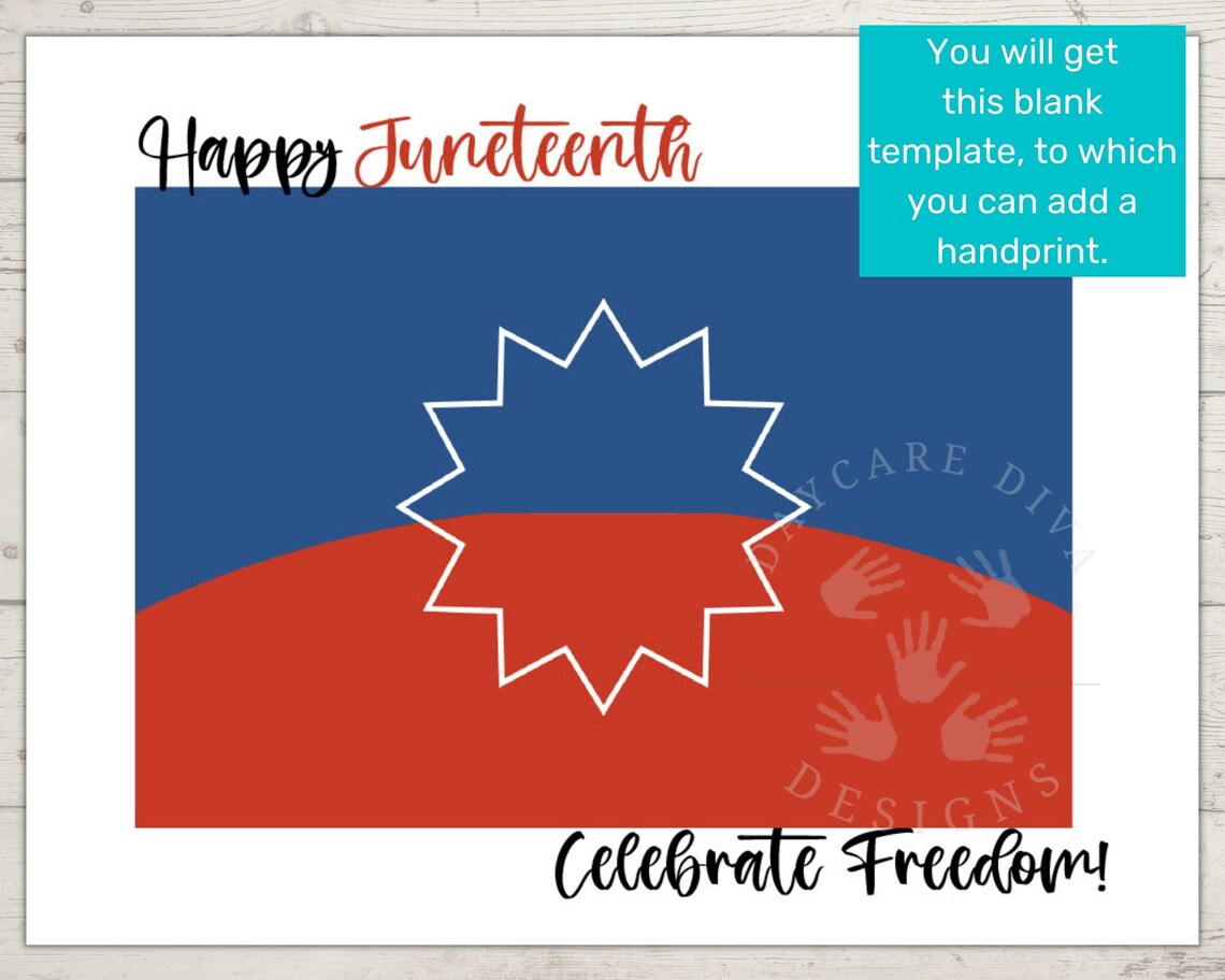 Juneteenth Toddler Handprint Art/ Juneteenth Printable Flag Craft ...