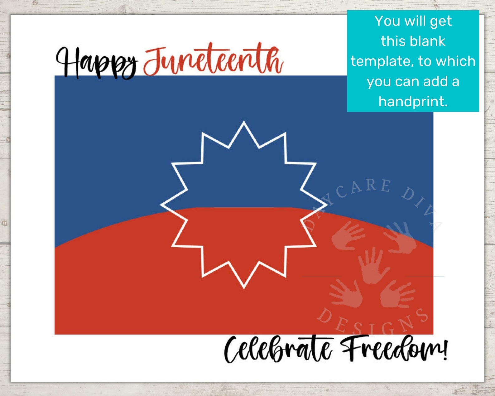 Juneteenth Toddler Handprint Art/ Juneteenth Printable Flag Craft ...