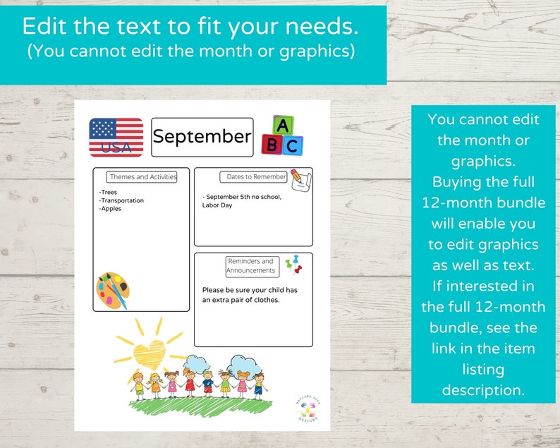 September Daycare Newsletter Template/ Preschool Newsletter Template ...