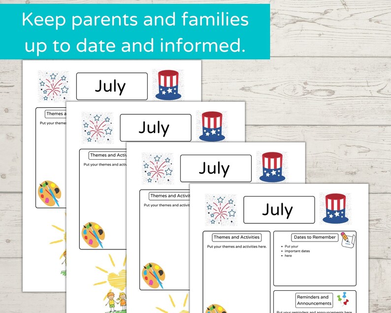 July Daycare Newsletter Template/ Preschool Newsletter Template/ July ...