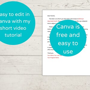 Childcare Tuition Increase Letter/ Daycare Price Increase Letter/ Price ...