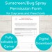 Editable Sunscreen and Bug Spray Permission Form/ Sunscreen Application ...