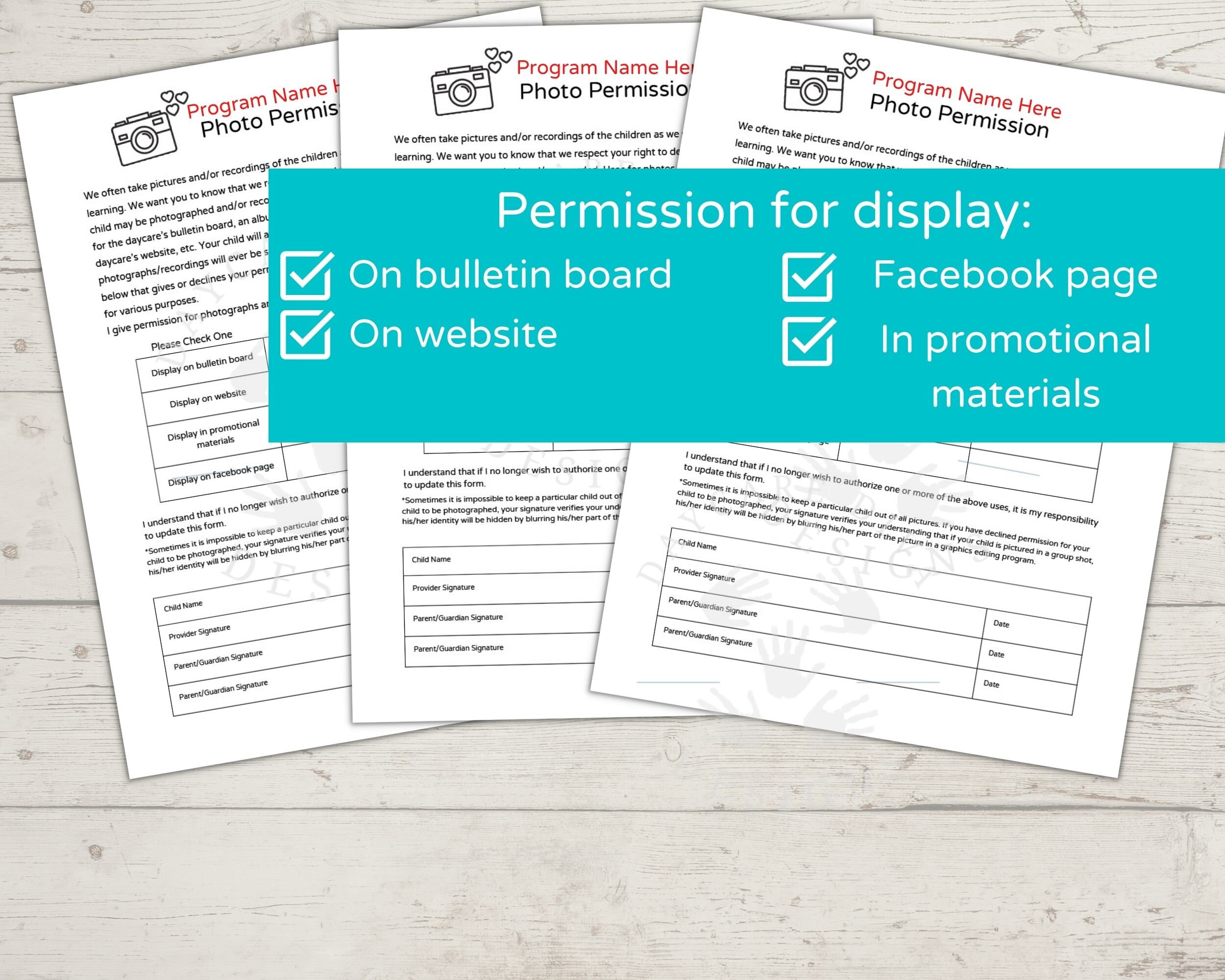 Editable Childcare Photo Release Form/ Photo Permission Form for ...