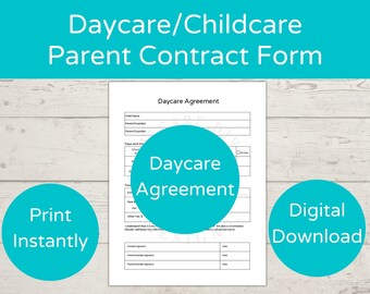 Child Care Enrollment Form & Contract Agreement Bundle, Editable, Home ...