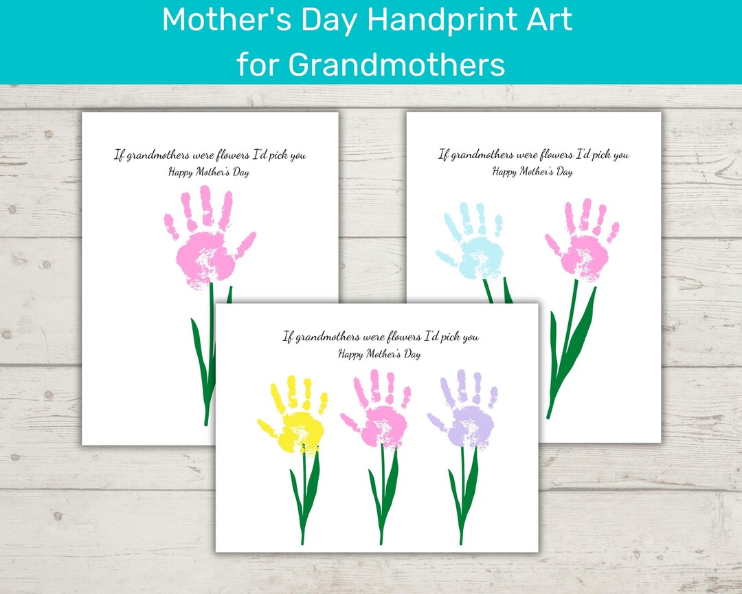 Grandmother Mother's Day Handprint Art/ Mother's Day Grandma Handprint ...