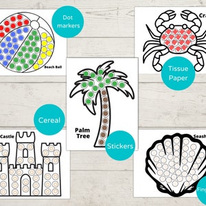 Beach Theme Dot Marker Printables/ Do a Dot Printable/ Toddler Activity ...