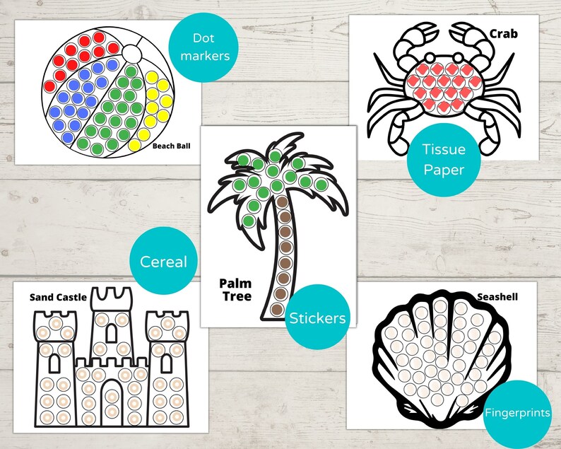Beach Theme Dot Marker Printables/ Do a Dot Printable/ Toddler Activity ...