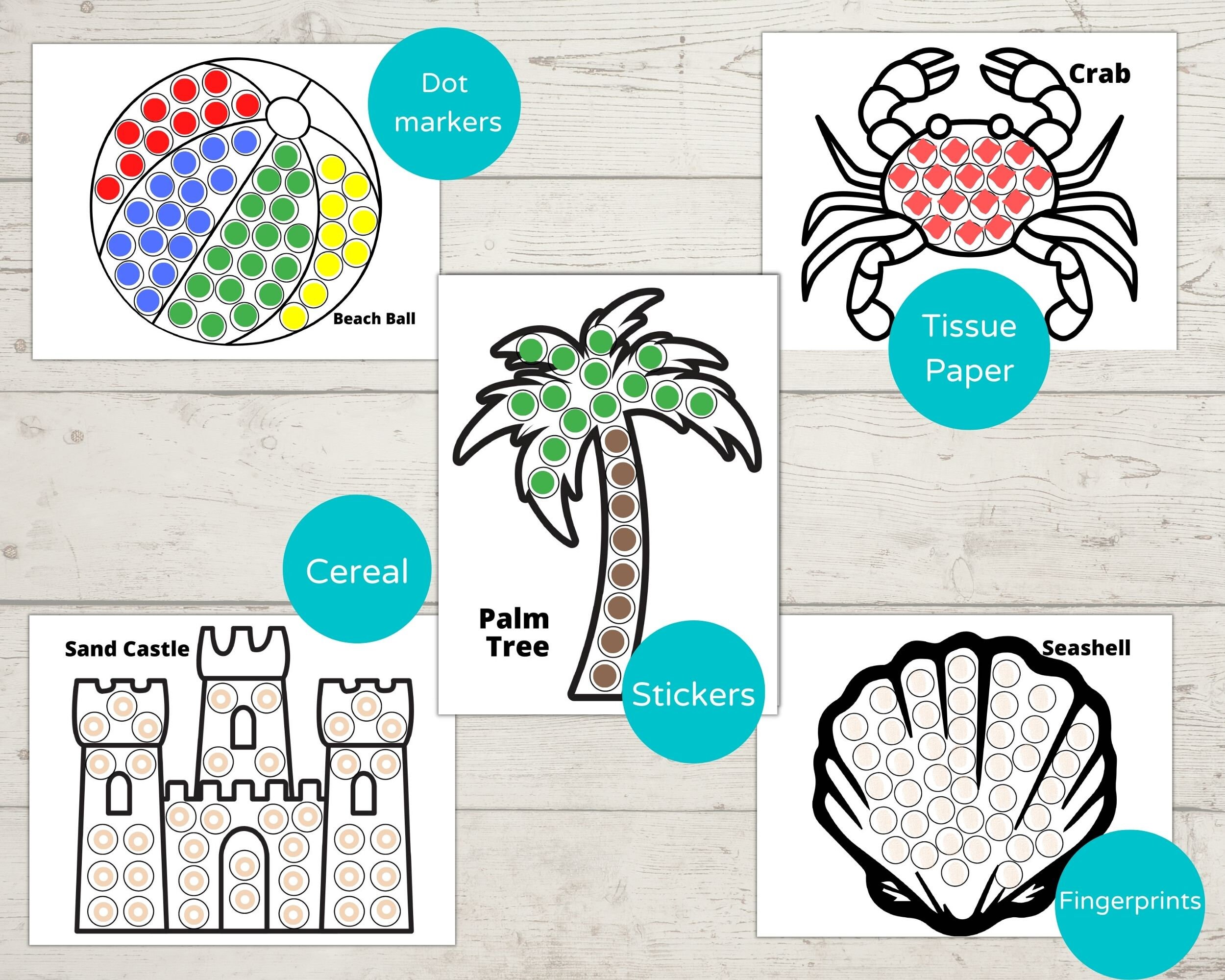 Beach Theme Dot Marker Printables/ Do a Dot Printable/ Toddler Activity ...