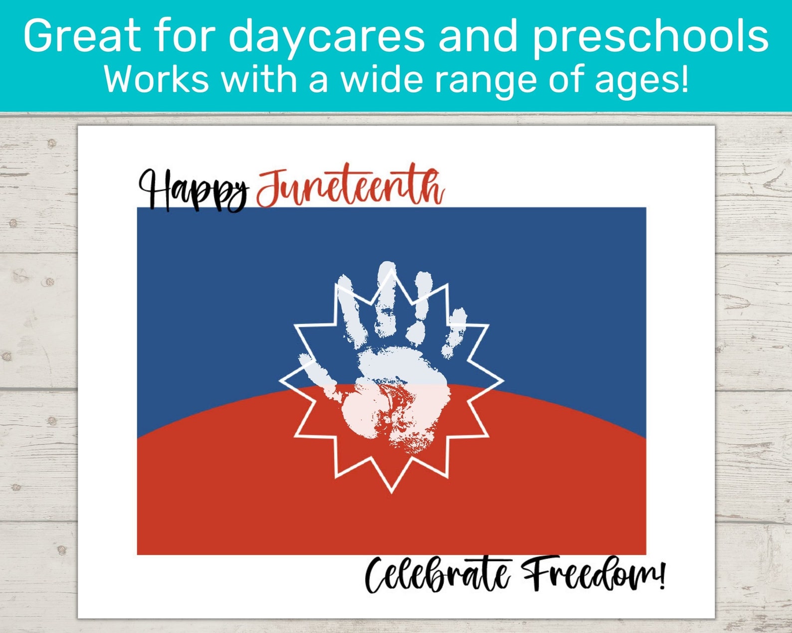 Juneteenth Toddler Handprint Art/ Juneteenth Printable Flag Craft ...