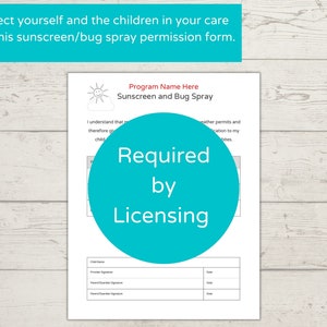 Editable Sunscreen and Bug Spray Permission Form/ Sunscreen Application ...
