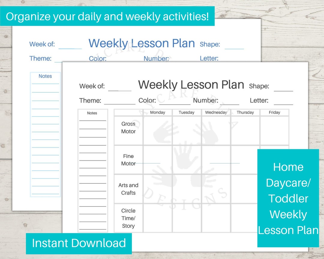 Weekly Lesson Plan for Home Daycare/ Toddler Lesson Plan/ Preschool ...
