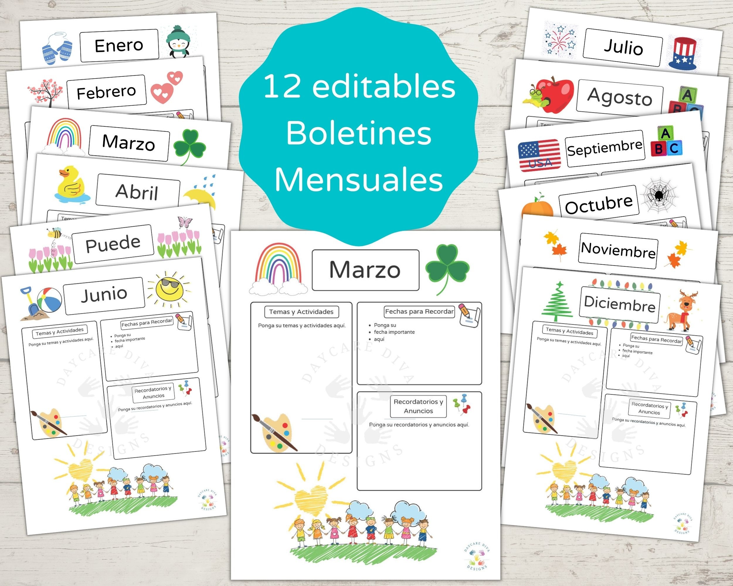 Plantillas De Boletín Informativo Para Preescolares/plantillas De ...