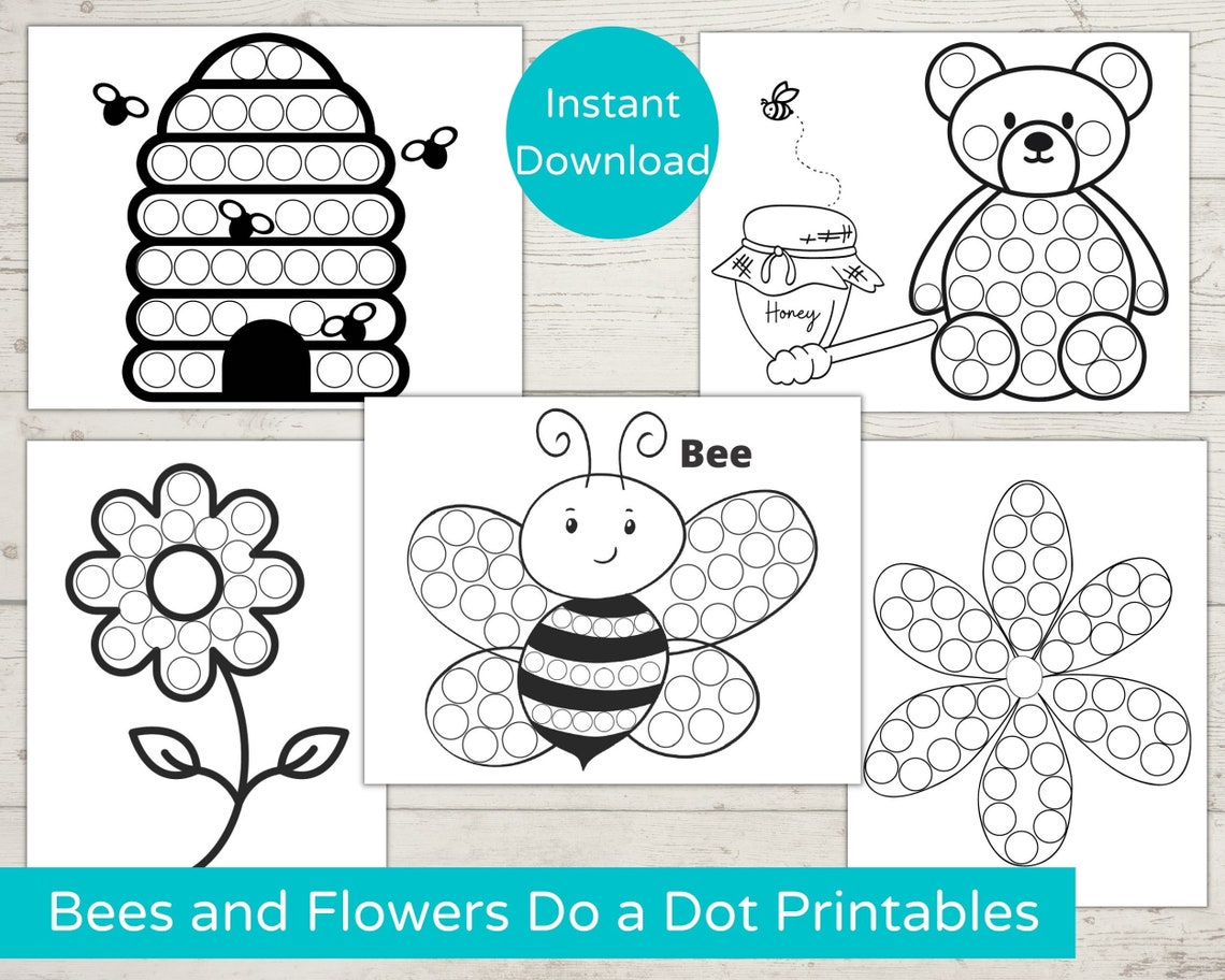 Bees and Flowers Dot Marker Printables/ Do a Dot Printable/ Toddler Activity/ Bees and Flowers ...