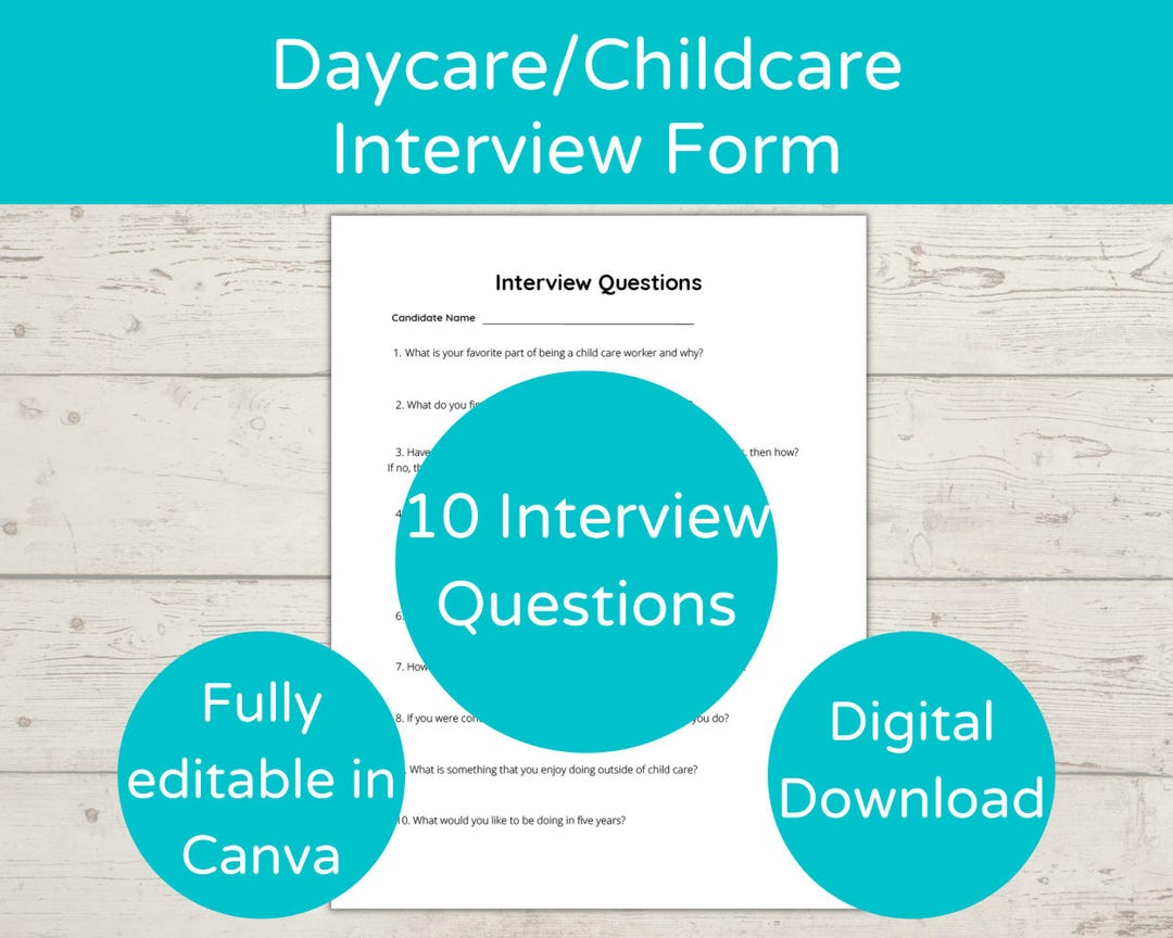Daycare Employee Interview Questions/ Child Care Staff Interview ...