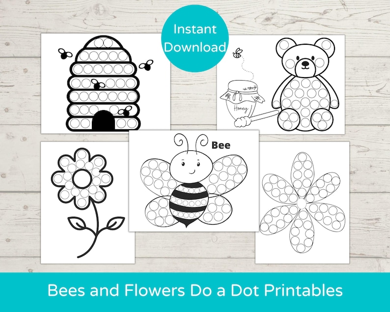 Bees and Flowers Dot Marker Printables/ Do a Dot Printable/ Toddler ...