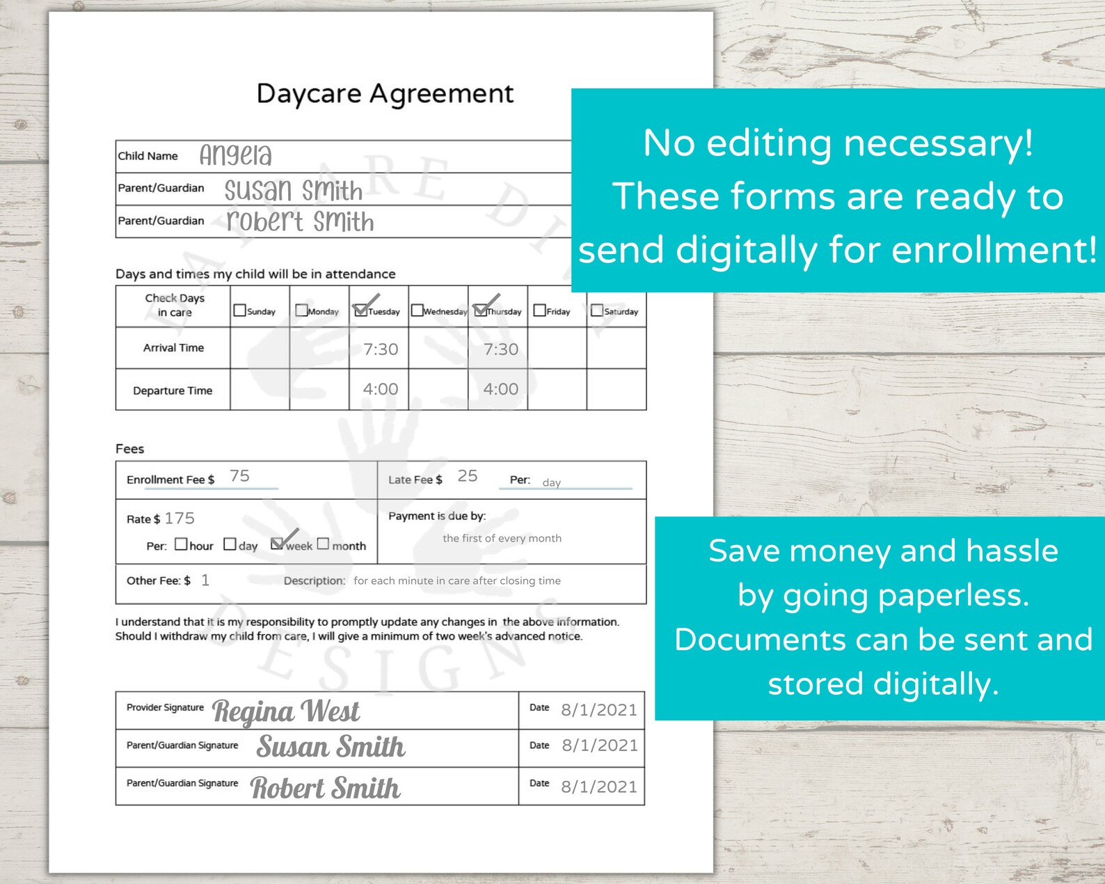 Daycare Enrollment Forms, Childcare Enrollment Packet, Enrollment ...