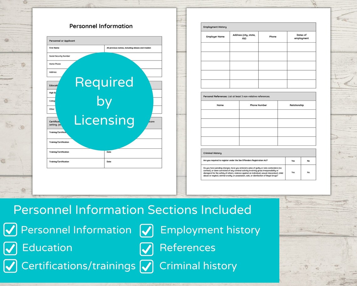 Daycare Employee Forms and Handbook/ Childcare Personnel Policies and ...