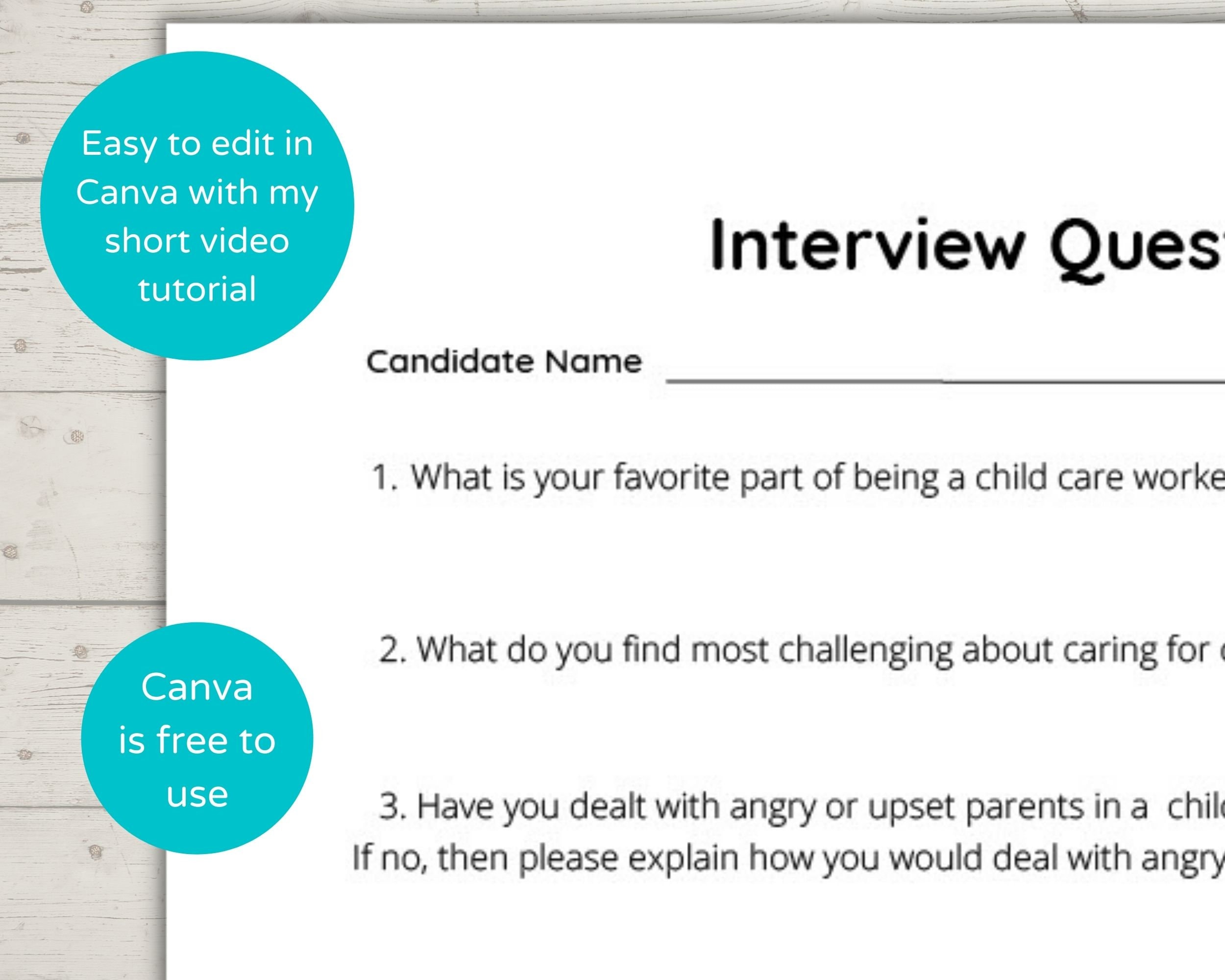 Daycare Employee Interview Questions/ Child Care Staff Interview ...
