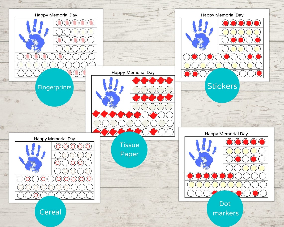 Memorial Day Dot Marker Printable/ Do a Dot Printable/ Memorial Day ...