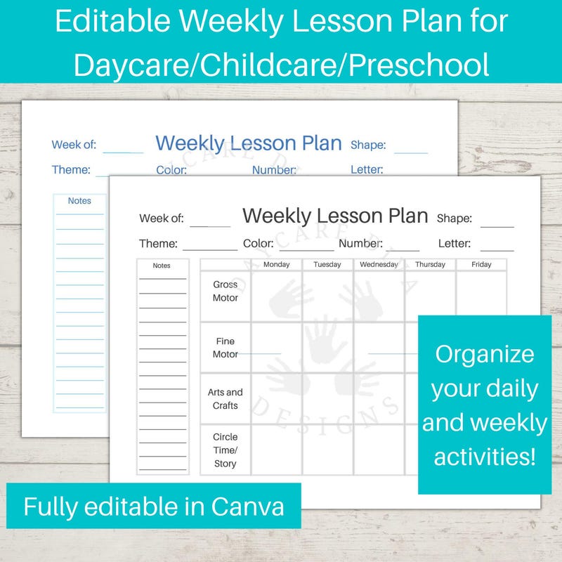 Lesson Plan for Daycare - Etsy