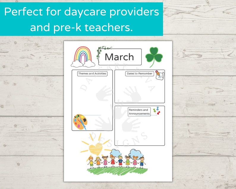 March Daycare Newsletter Template/ Preschool Newsletter Template/ March ...