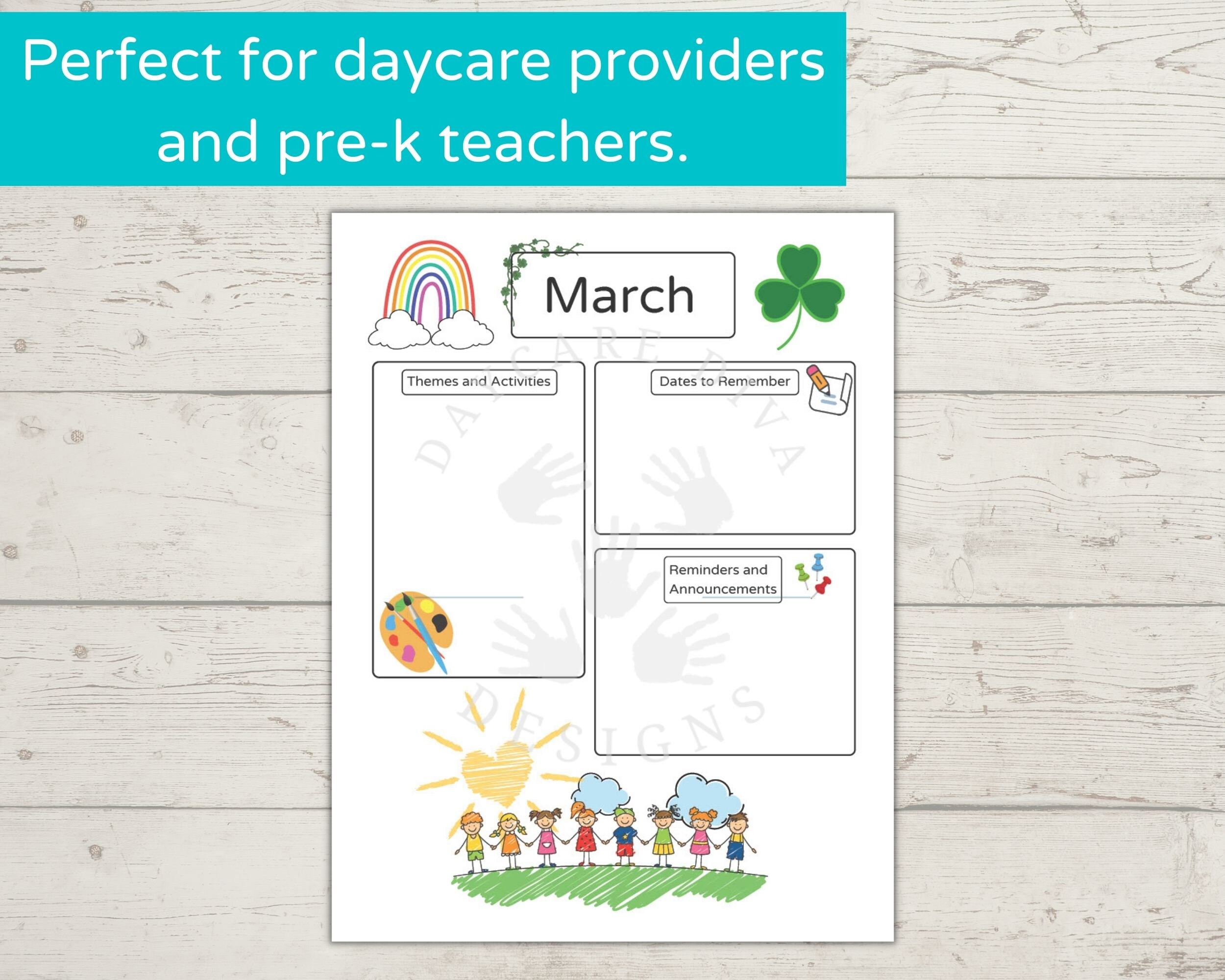 March Daycare Newsletter Template/ Preschool Newsletter Template/ March ...