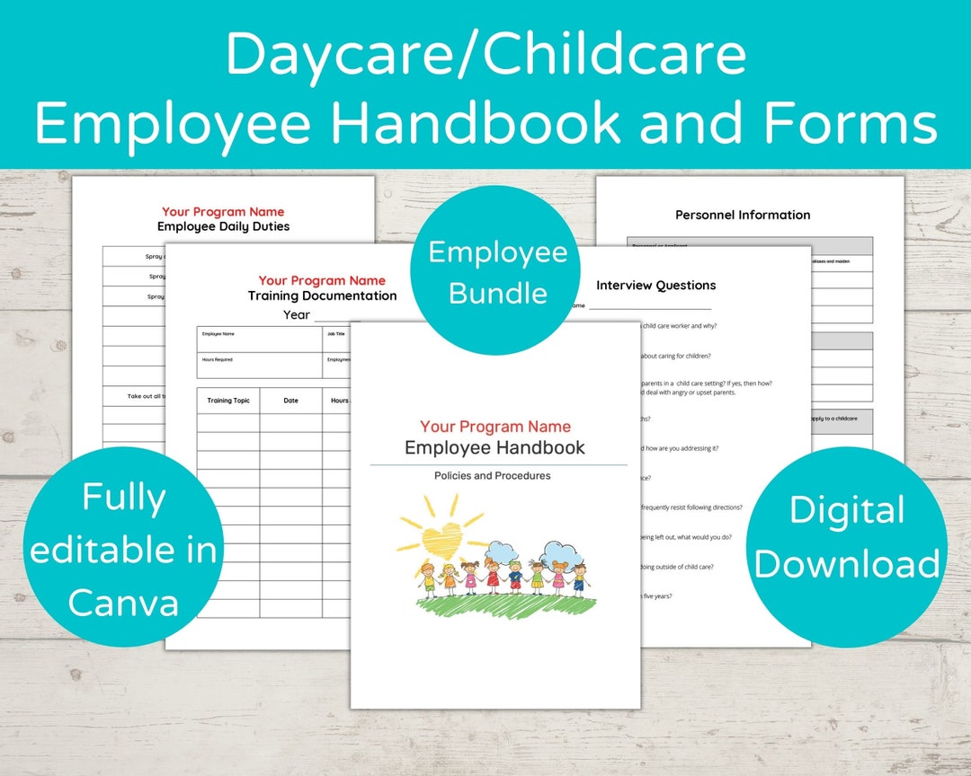Daycare Employee Forms and Handbook/ Childcare Personnel Policies and ...