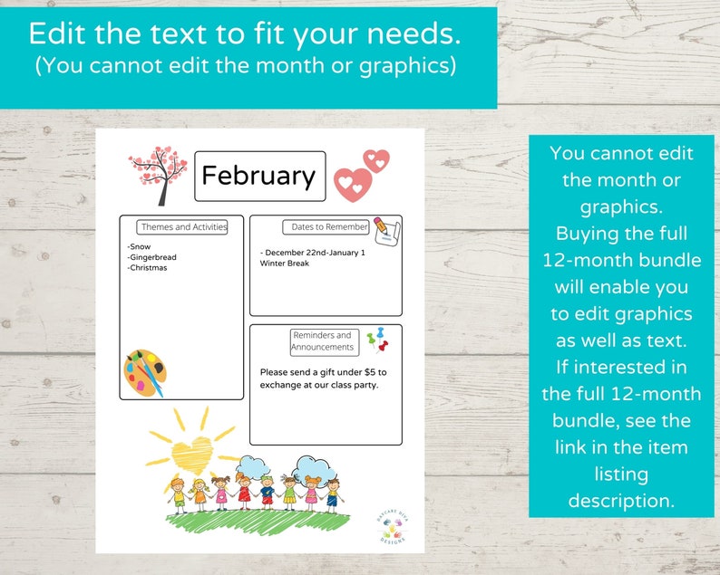 February Daycare Newsletter Template/ Preschool Newsletter Template ...