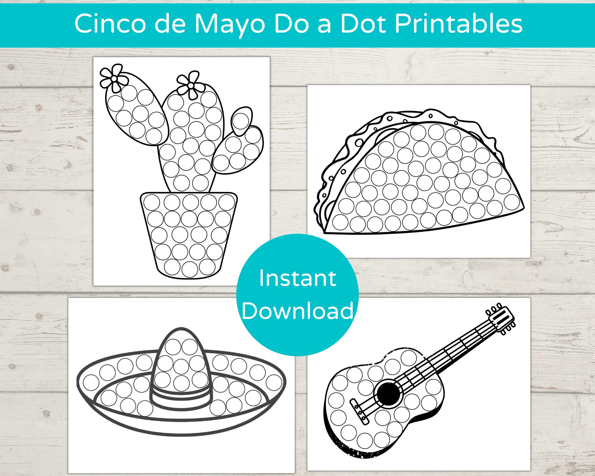 Cinco De Mayo Dot Marker Printables/ Do a Dot Printable/ Cinco De Mayo ...