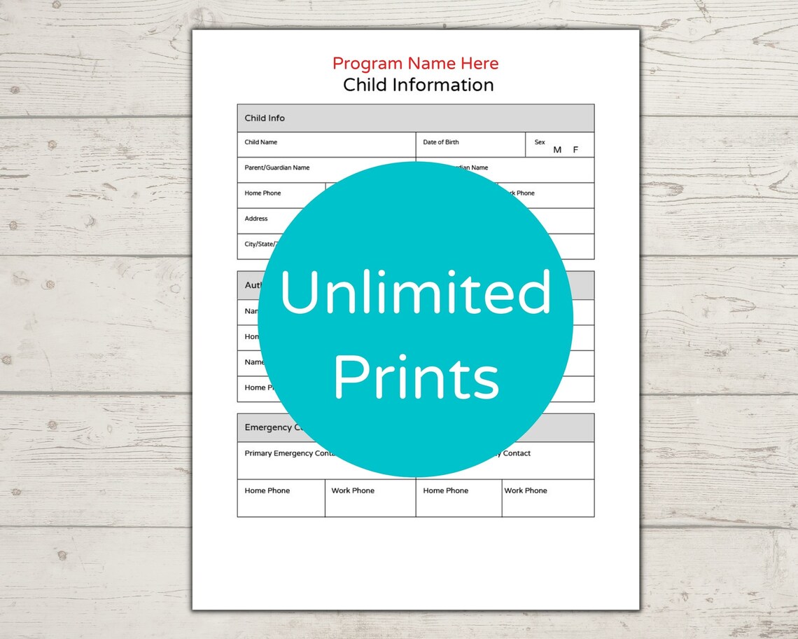 Editable Daycare Enrollment Form/ Preschool Enrollment Form/ Preschool ...