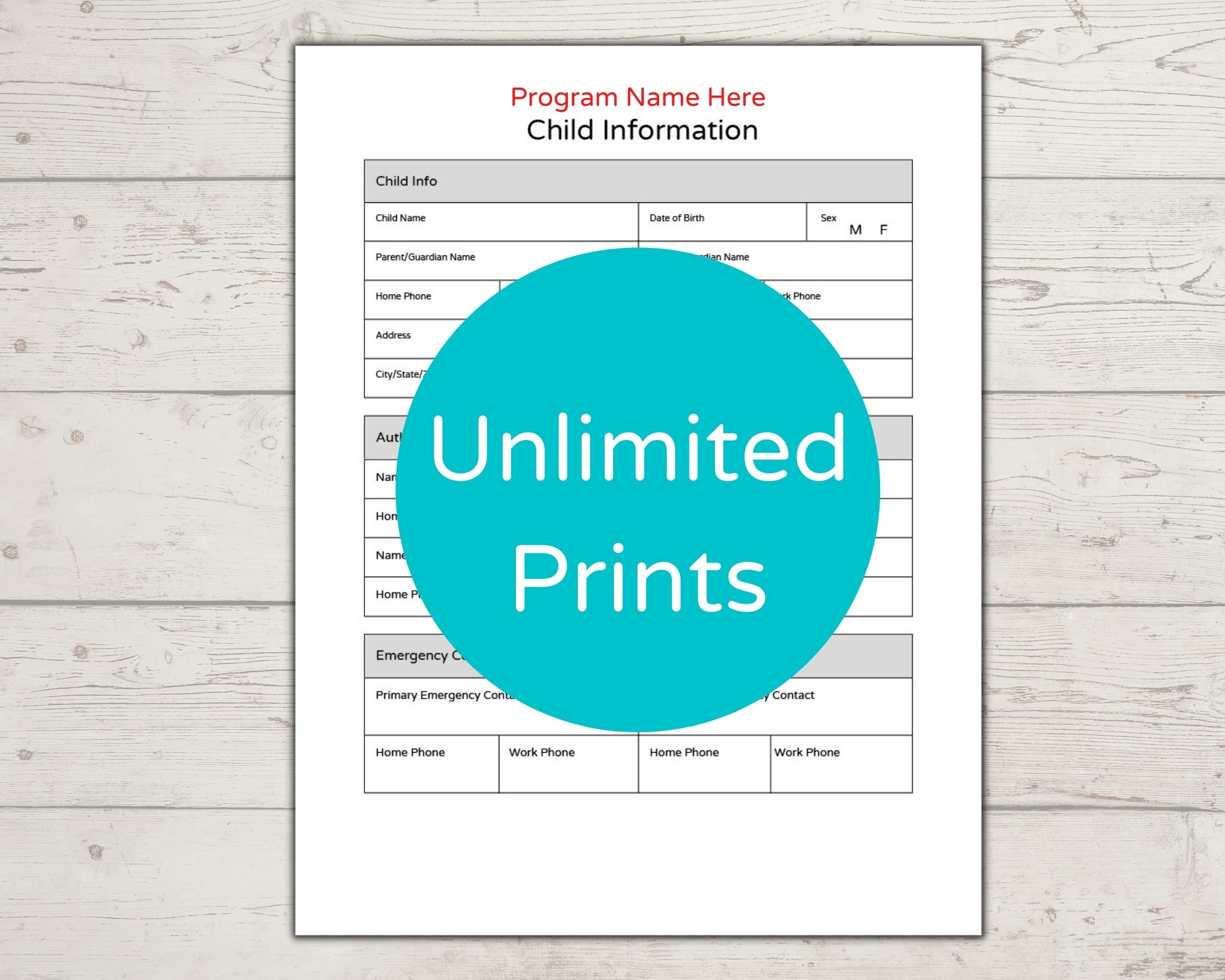 Editable Daycare Enrollment Form/ Preschool Enrollment Form/ Preschool ...