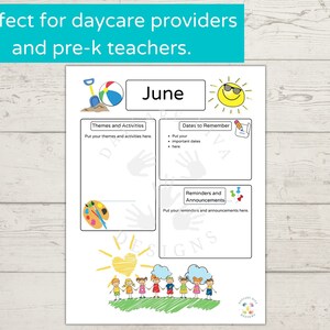 June Daycare Newsletter Template/ Preschool Newsletter Template/ June ...