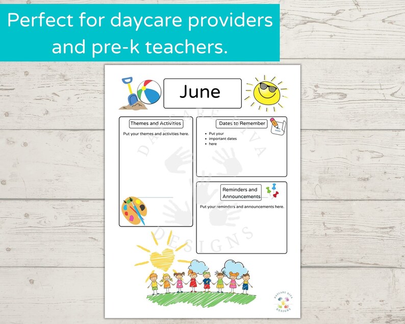 June Daycare Newsletter Template/ Preschool Newsletter Template/ June ...